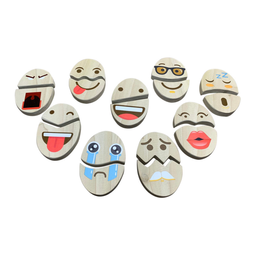 SensoryPlayStore Montessori Egg-moji Wooden Matching Game Set
